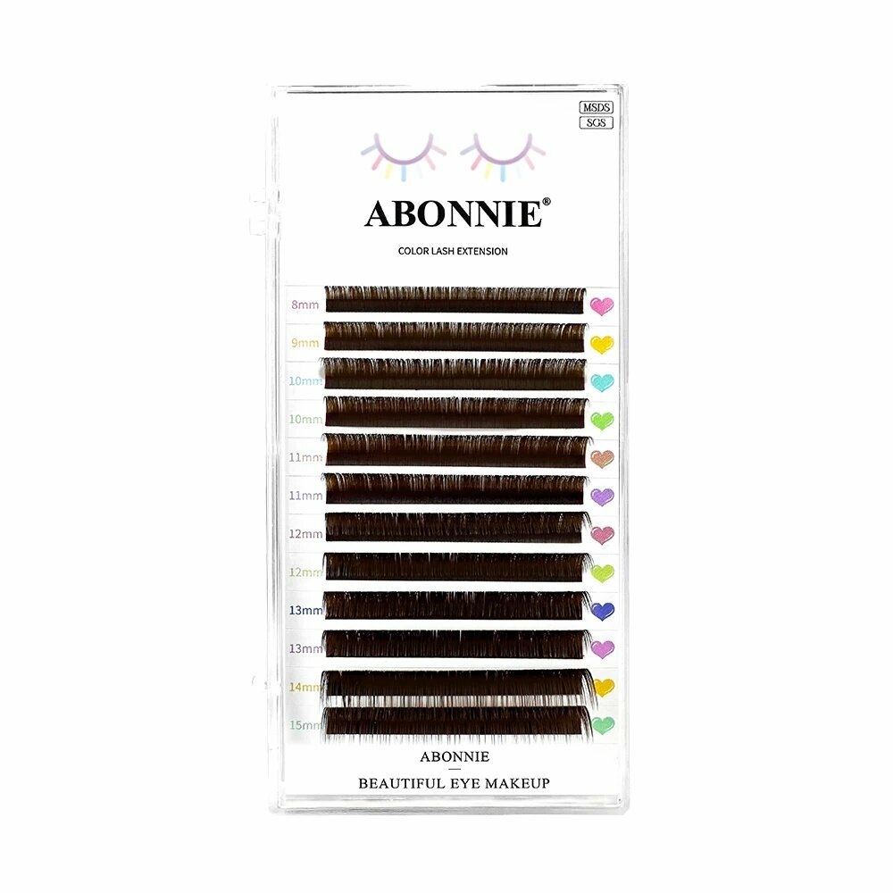 Abonnie ресницы для наращивания C изгиб, 9 мм, Brown