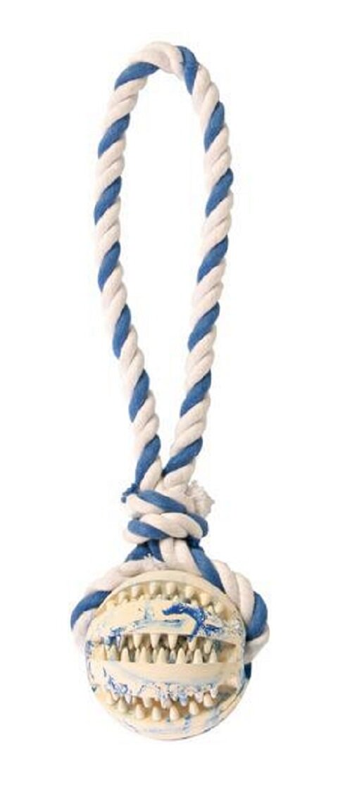 TRIXIE DENTA FUN игрушка для собак «Мяч на веревке» (7 см/24 см)