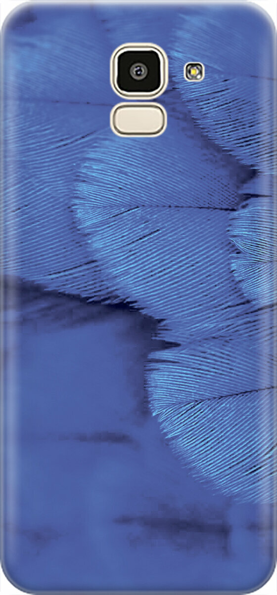 Силиконовый чехол Голубые перья на Samsung Galaxy J6 (2018) / Самсунг Джей 6 (2018)