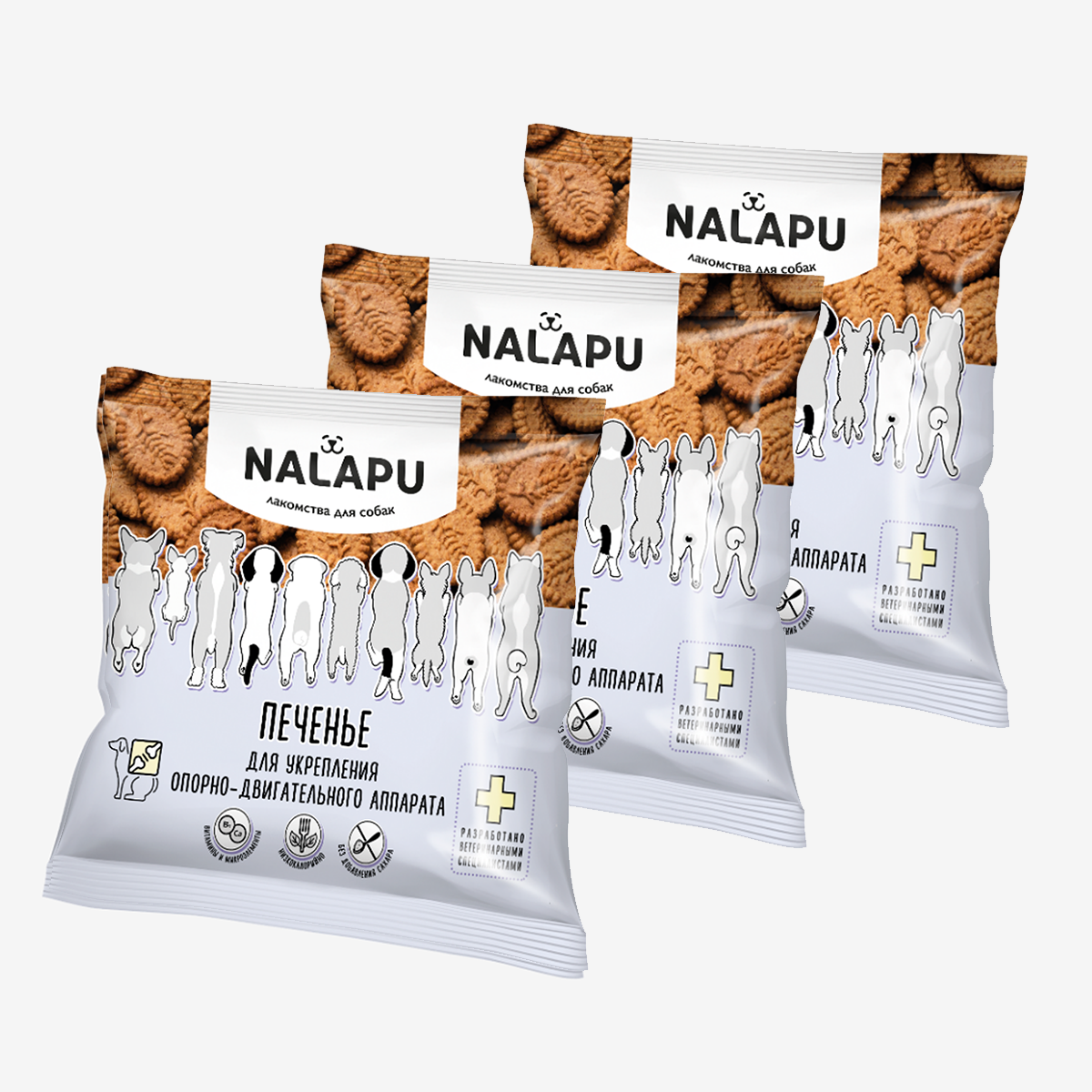 NALAPU печенье собакам для укрепления опорно-двигательного аппарата 115г (3шт)