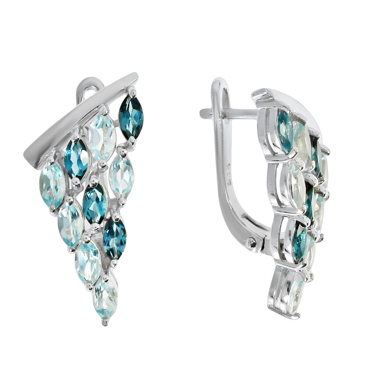 Серьги, серебро, 925 проба, родирование, Лондон топаз, топаз