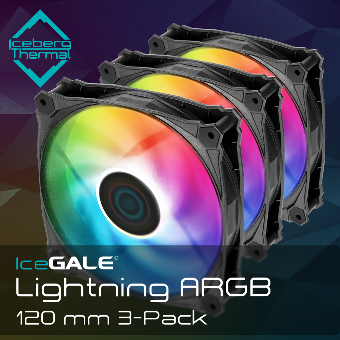 Вентиляторы для корпуса Iceberg Thermal IceGALE 120 Lightning A-RGB 3 шт. G12LT-B3A