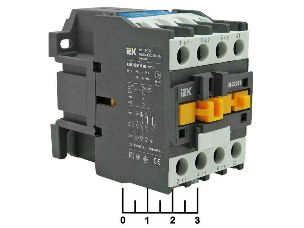 Контактор (пускатель) 400V 25A КМИ-22511 ИЭК (дополнительные контакты NC)