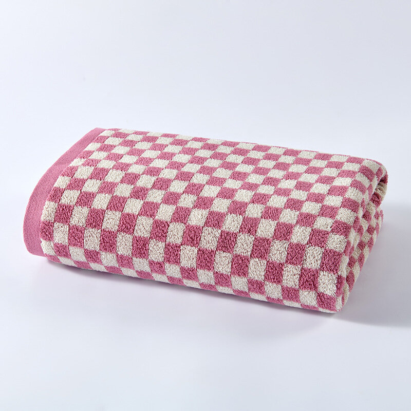 Полотенце для ванной из чистого хлопка с шахматным узором, утолщенное, 70*140 см, 450 г, жаккардовое, впитывающее, мягкое, большое полотенце для ванной