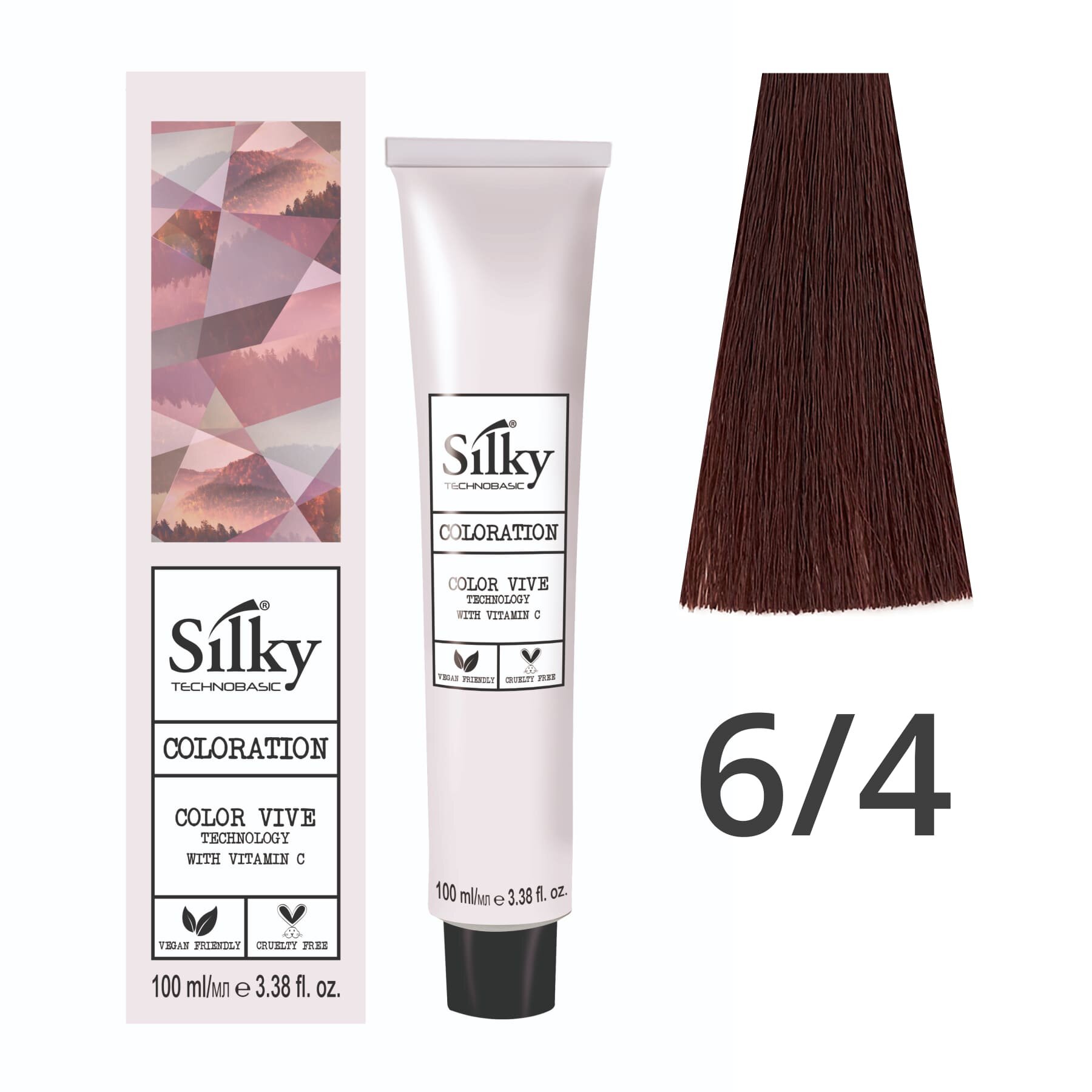 Краска для волос профессиональная Silky Color Vive/Ultralift 6/4 Темный русый Медный, 100 мл