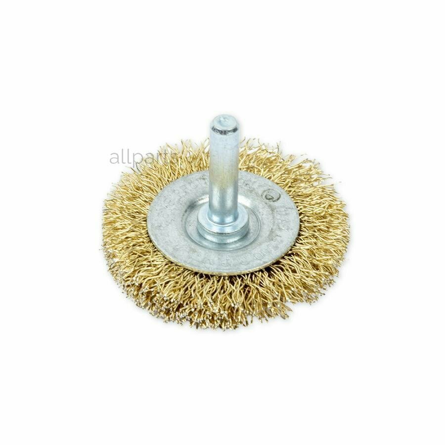 ARNEZI R8041050 Щетка для дрели плоская 50 мм, со шпилькой, латунированная проволока d=0.3мм, 4500 об/мин ARNEZI R8041050