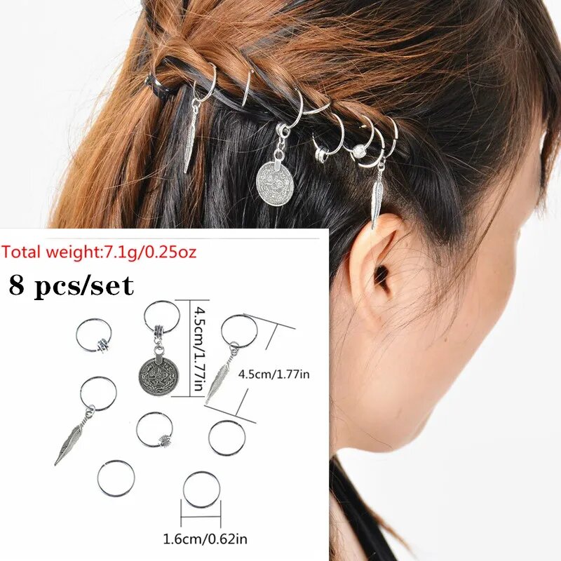 Металлические аксессуары для дредов 5-50 шт. 8pcs NO.37