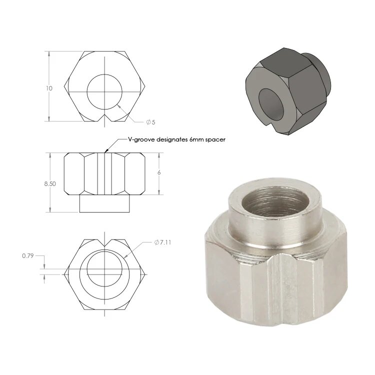 Детали для 3D-принтера 3DSWAY: эксцентриковые втулки, колеса и гайки (10/5 шт.) 10pcs, v 5x10x8.5MM