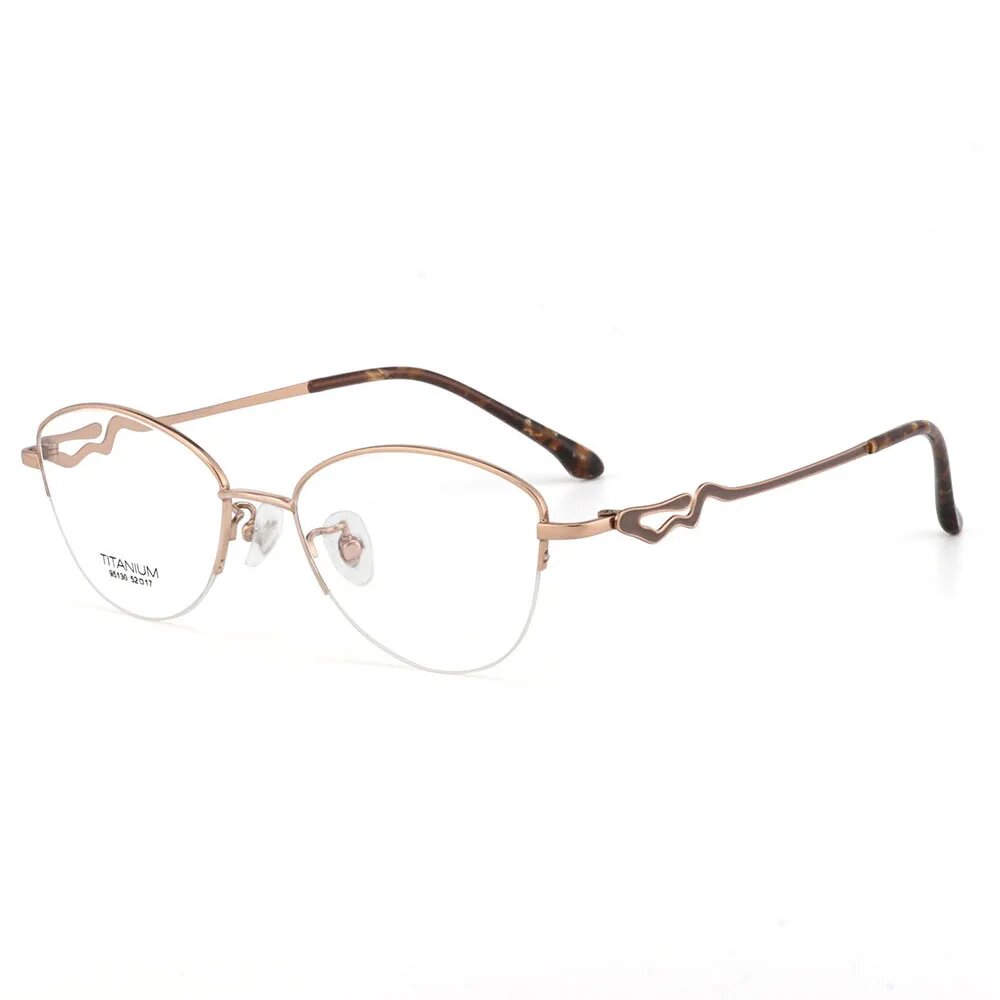 EOOUOOE Оправа для очков женская из титана овальная Brown Frame