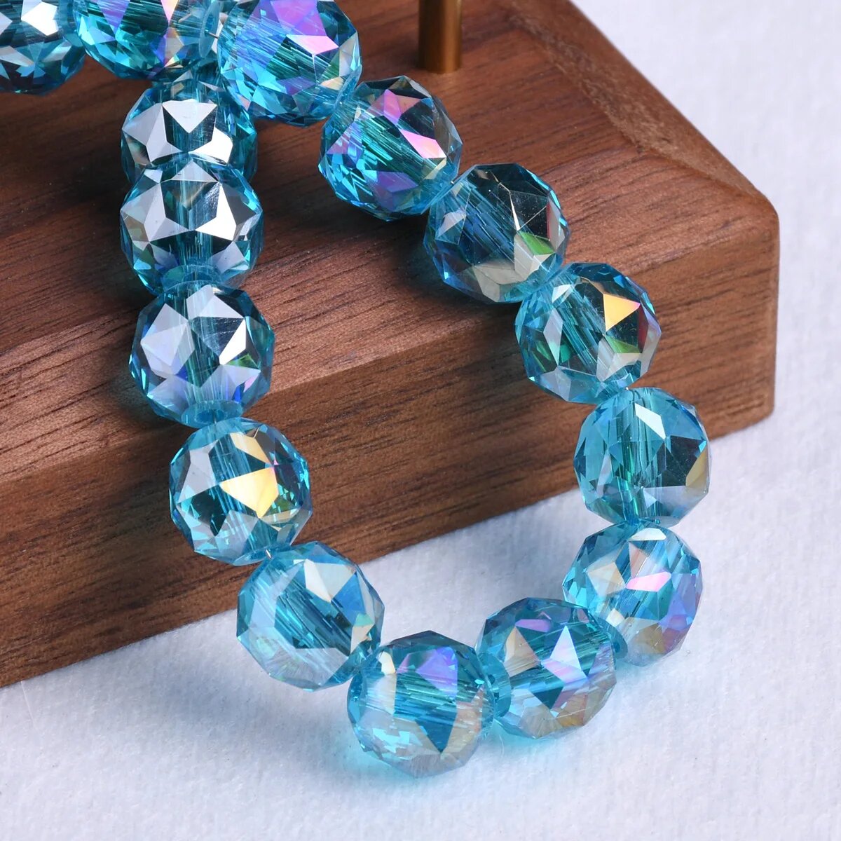 Бусины стеклянные круглые Lake Blue, 10 шт.