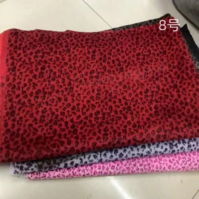 Леопардовый принт ткань под конский волос для рукоделия Розовый, Red