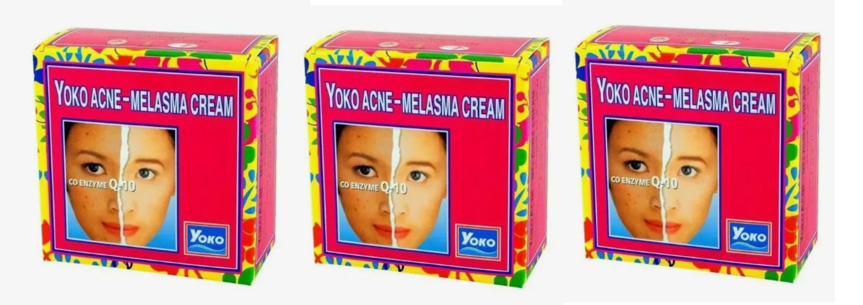 Крем для лица Yoko, от пигментации, прыщей, с Co Enzyme Q10, 4 гр - 3 штуки