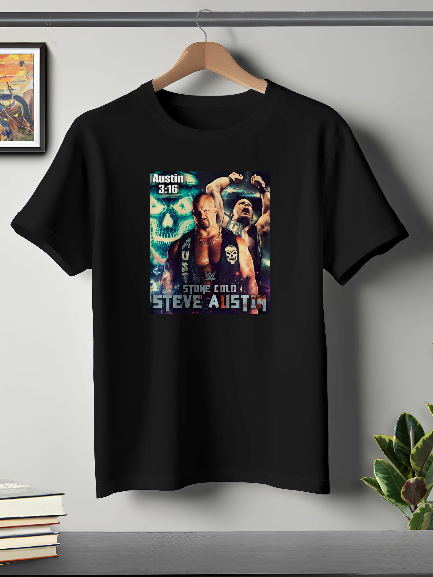 Футболка  Детская ONEQ 134 (9-10) размер с принтом Стив Остин, черная