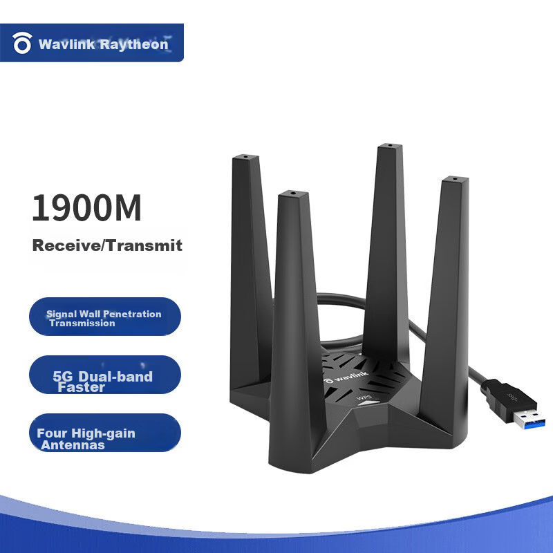 Wavlink WN693A5 Dual-Band USB Wireless Network Adapter, Gigabit 1900M, for Desktop Computers, Laptops, MAC, External WIFI Receiver And Transmitter