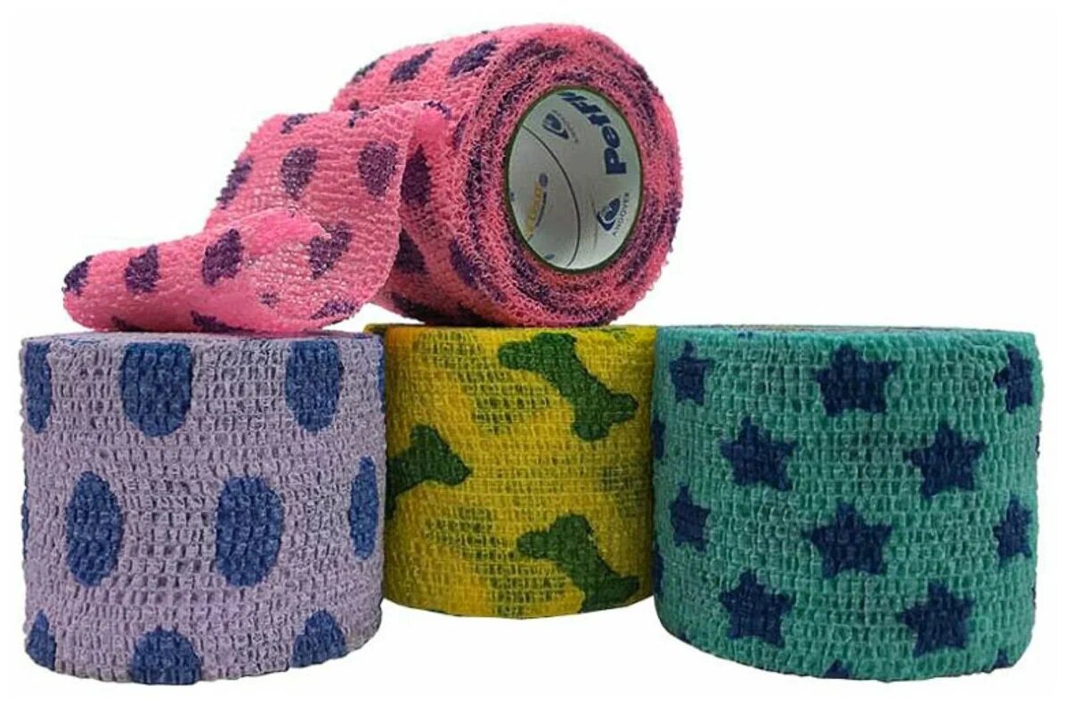 Бинт самофиксирующийся для животных Andover PetFlex "Рисунки", бандаж, размер - 5 см х 4,5 м