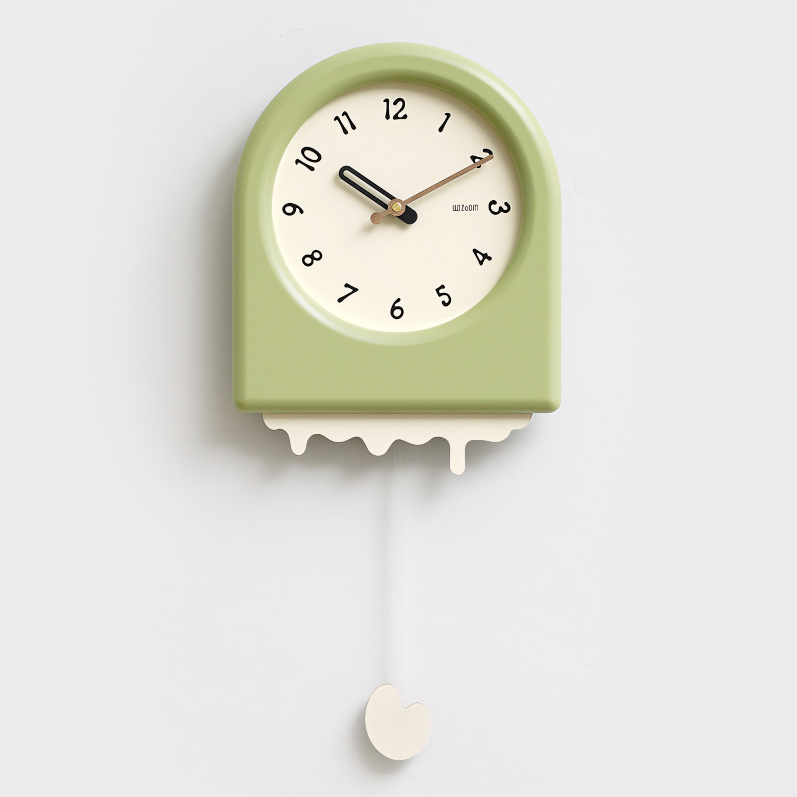 Настенные часы с маятником зеленого цвета, размер 25 х 56 х 3.3 см