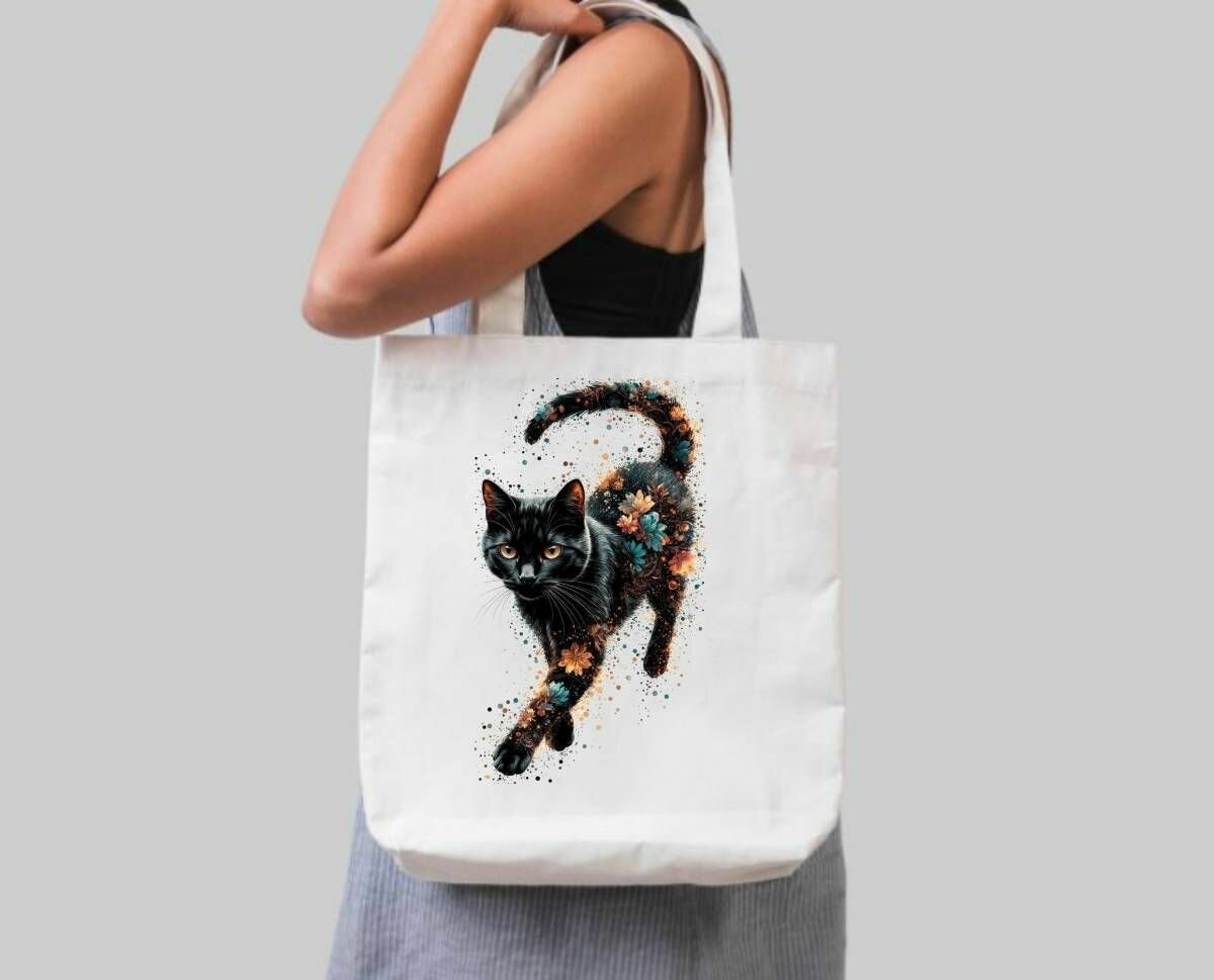 Термотрансфер "Чёрный кот" наклейка на одежду, 14х25