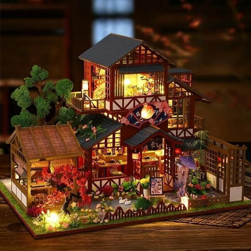 Сборная модель архитектурных сооружений, дерево/картон/пластик/канвас, 1:24