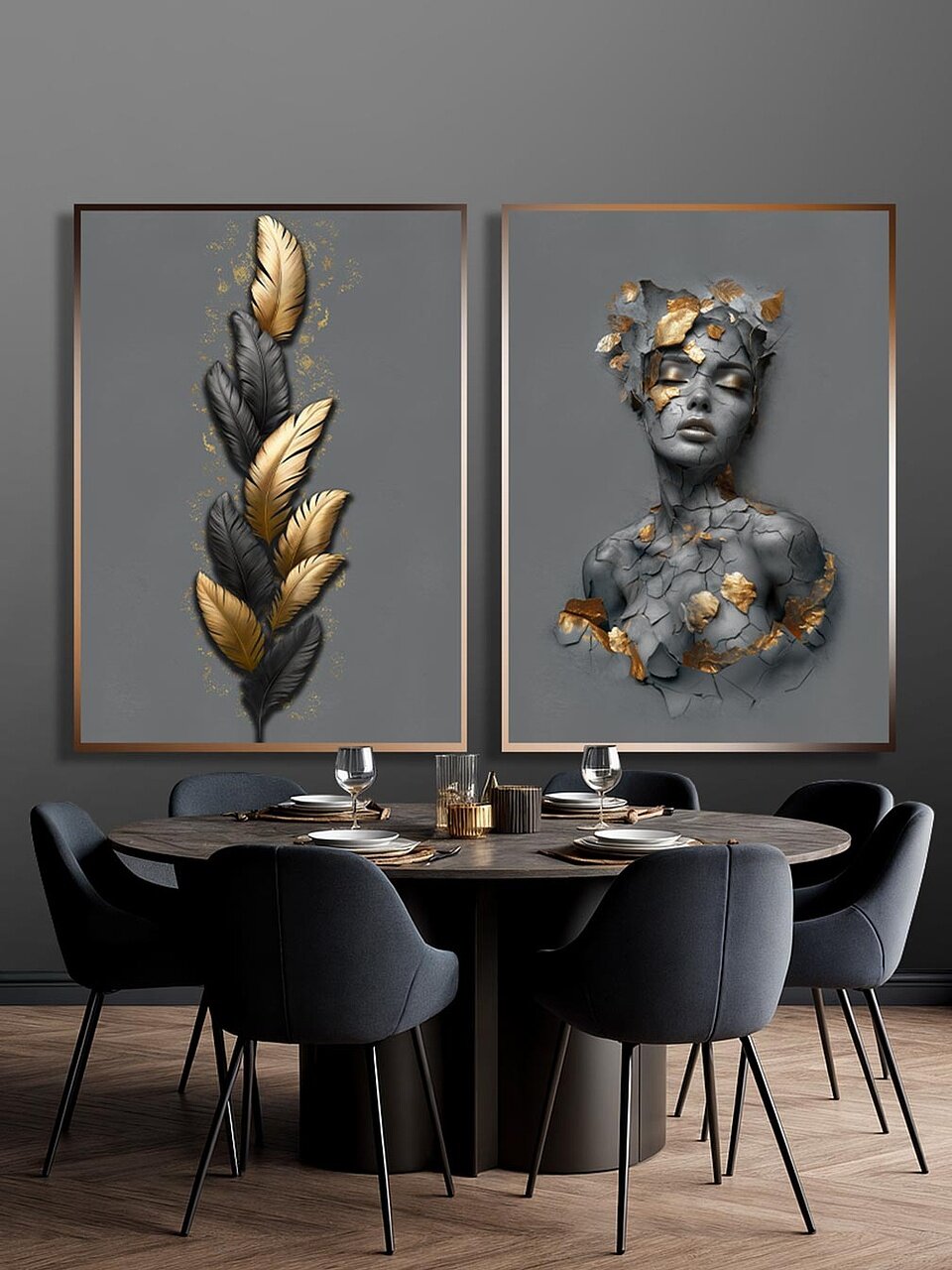 Фотообои 3D на стену флизелиновые VEROL "Девушка и перья" 100х140 см, 2 шт