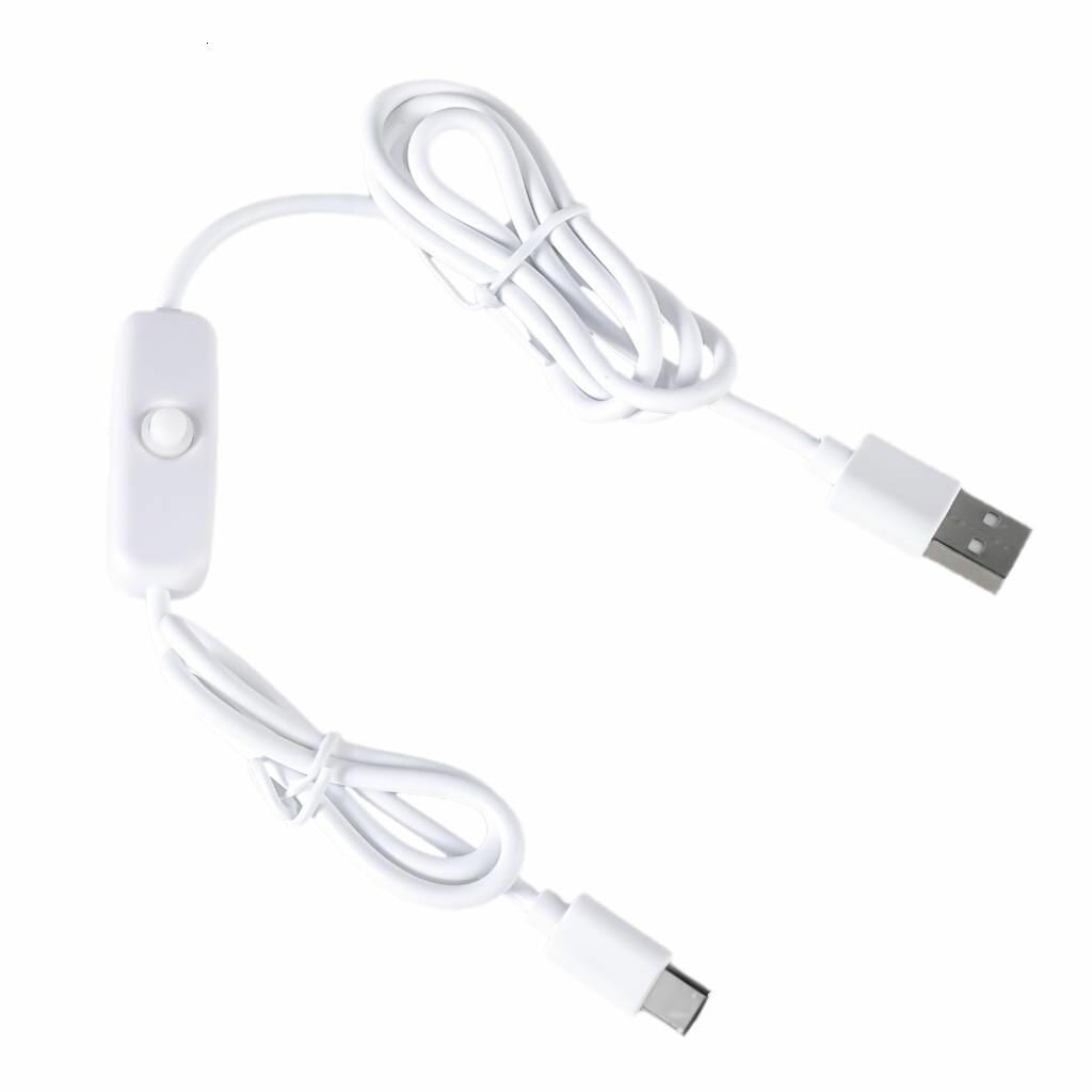Кабель для зарядки от USB до Type C с переключателем-белый