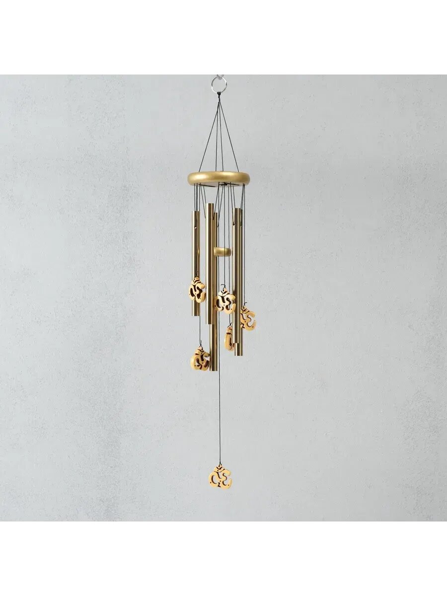 Музыка ветра металл Символ Ом 5 трубок 60 см