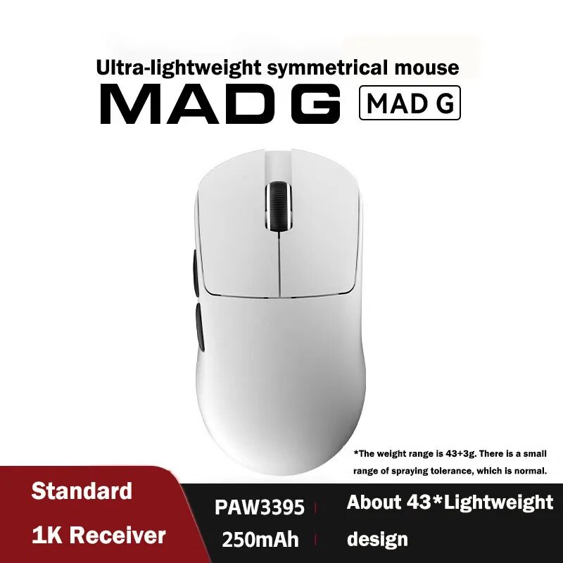 HRUEDA FGG Madlions Mad G Pro Max беспроводная мышь MAD G 1K White