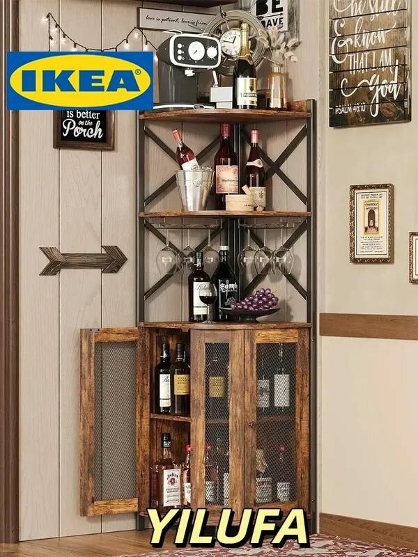 Барный шкаф в ретро стиле, деревянный шкаф для вина и алкоголя, винтажный дизайн