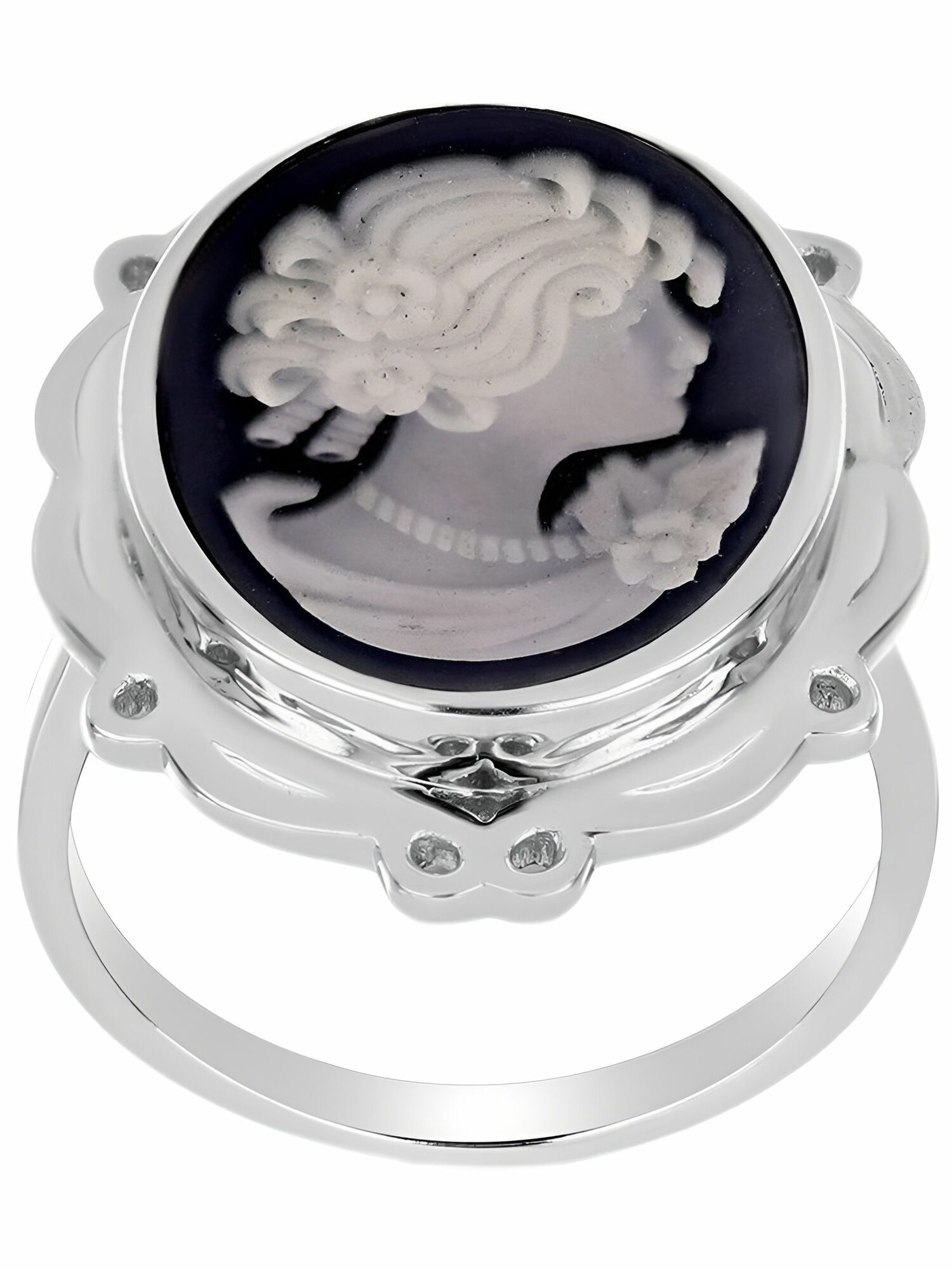 Кольцо тонкое, серебро, 925 проба, родирование, агат