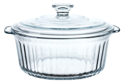 Кастрюля стеклянная рифленая 2,4л с крышкой для духовки СВЧ, Appetite