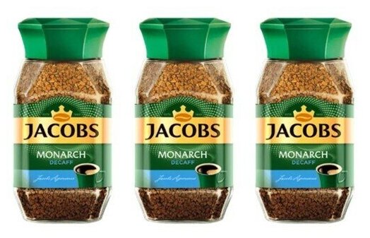 Кофе растворимый Jacobs Monarch Decaff, без кофеина, стеклянная банка ...