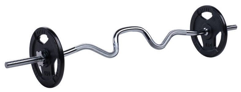 Штанга W чугунная с 3-х хватными блинами 15 кг Voitto