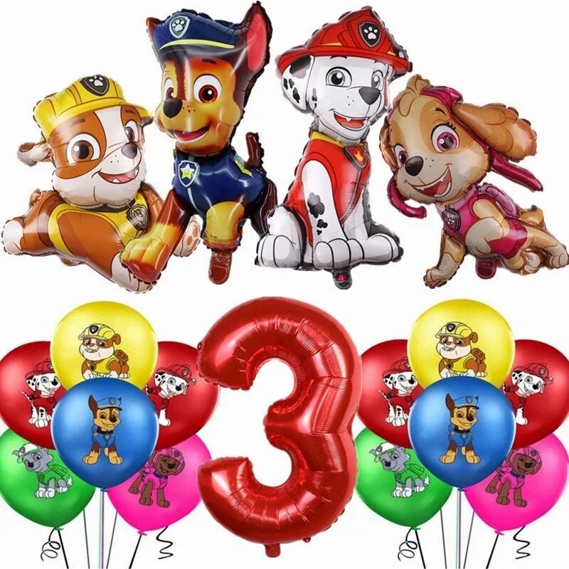 Набор фольгированных шаров PAW Patrol с Чейзом и Маршаллом, звёзды, цифры, для дня рождения, украшение в стиле (Щенячий патруль), подарок