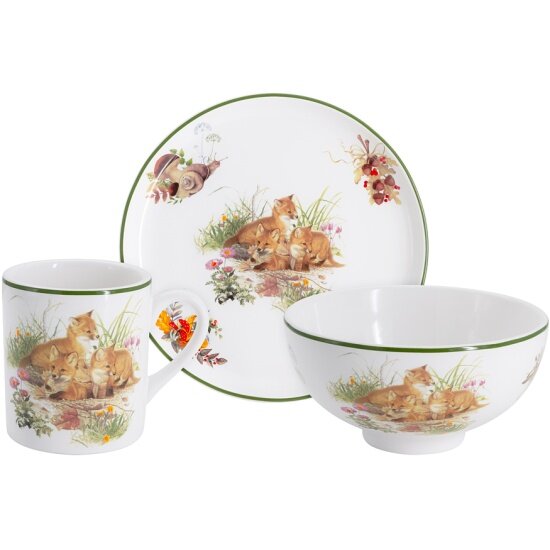 Набор из 3-х предметов Imari тарелка 18 см, салатник 13 см, кружка 0.2 л "Лисята" IM-B0278-A3849