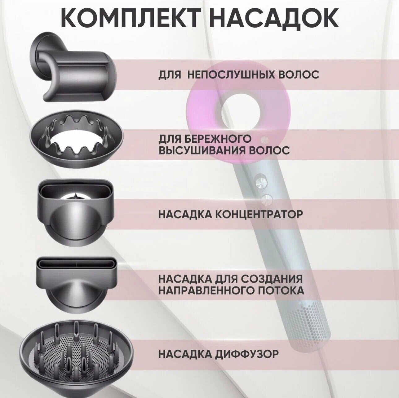 Фен для волос Фен с ионизацией Профессиональный фен Стайлер для укладки и выпрямления волос 5 в 1