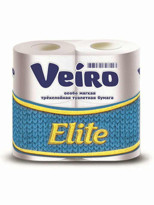 Вейро Туалетная бумага Elite трехслойная Белая, 4 шт/уп, 12 уп