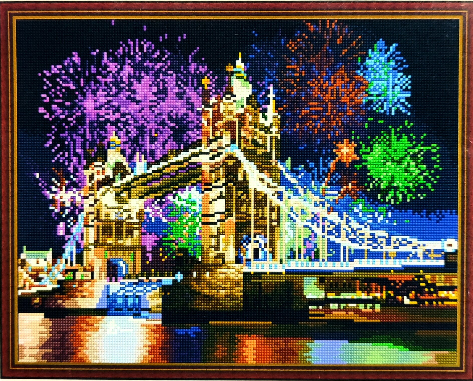 Алмазная мозаика "морской пейзаж" Британия мост, 40x50см круглые стразы Тропики пальмы, пляж, лето