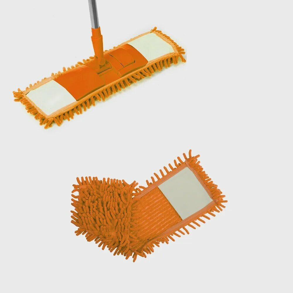 Насадка для швабры, оранжевая / Насадка сменная / Микрофибра / Тряпка для швабры/ Сменный блок для швабры