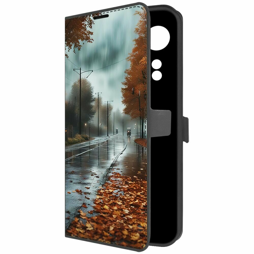 Чехол-книжка Krutoff Eco Book для Oppo A78 4G Осенний дождь (черный)