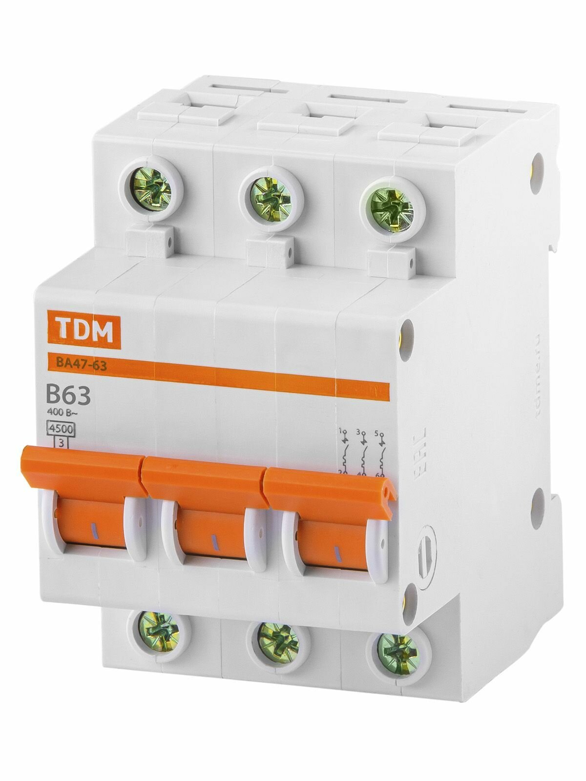 Автоматический выключатель ВА47-63 3Р 63А 4,5 кА тип B TDM Electric