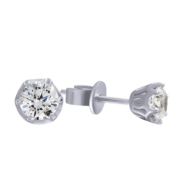 Серьги пусеты, серебро, 925 проба, фианит