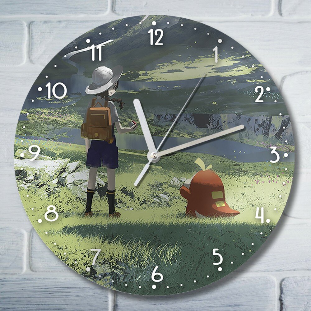 Настенные часы УФ "аниме покемон (Scarlet и Violet, пикачу, чармандер, сквиртл) - 10389"