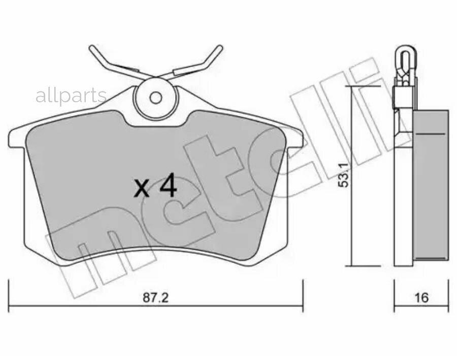 METELLI 22-0100-2 Колодки торм. диск. Megane II Golf II/III/IV и др.