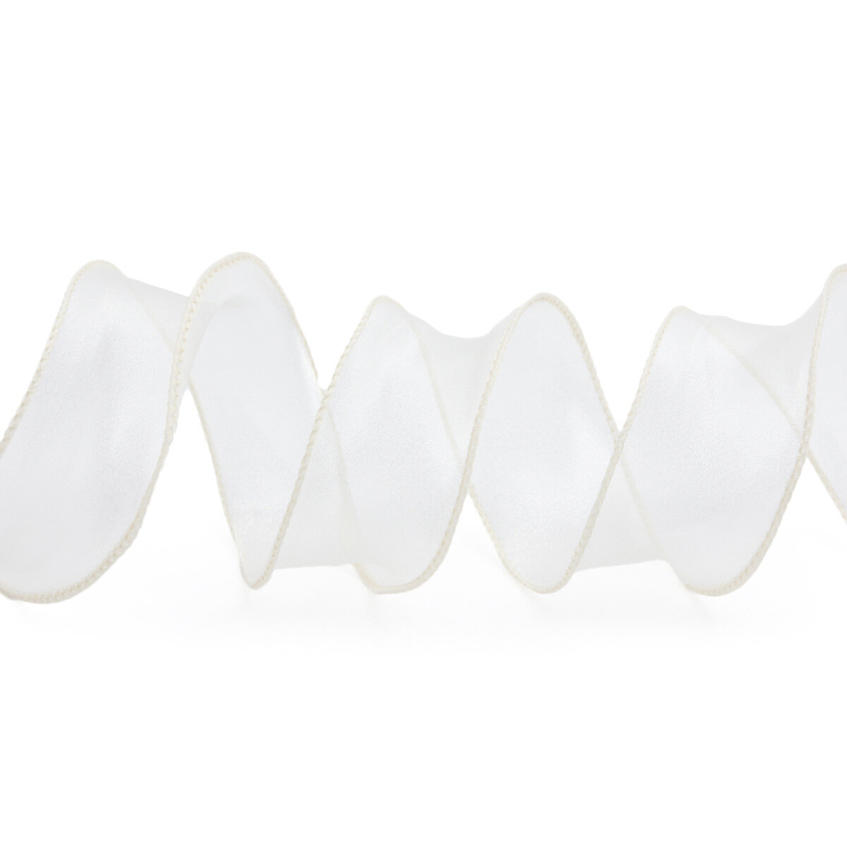 Лента декоративная с волнистым краем, 100% органза, 38 мм*18,29 м (02 молочный)