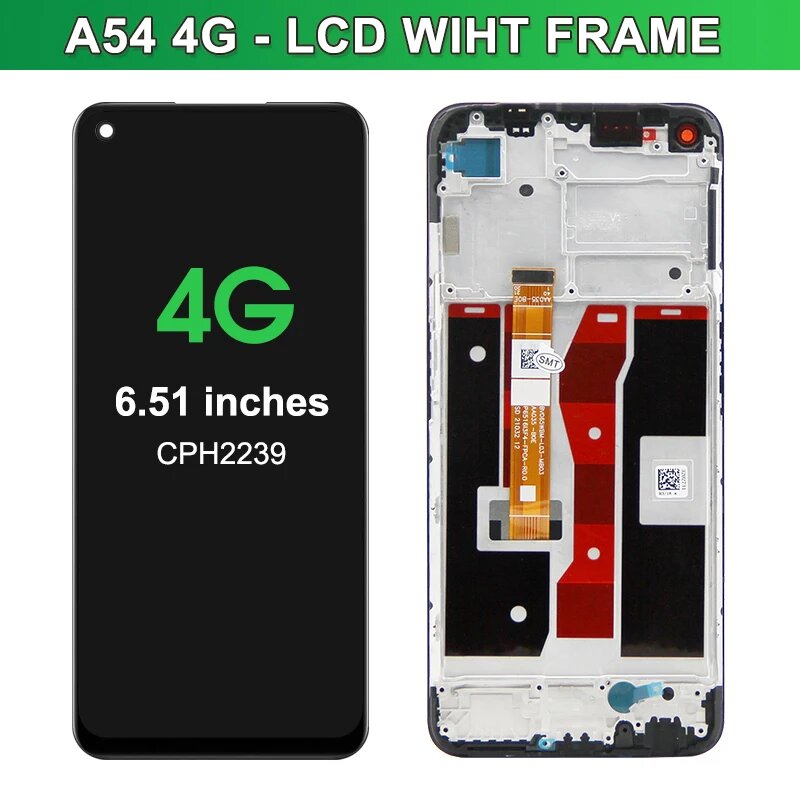 Совершенно новый дисплей для pantalla Oppo A54 4G ЖК-дисплей с цифровым преобразователем сенсорного экрана в сборе с рамкой для Oppo A54 5G CPH2195 OPG02 A54 4G With Frame