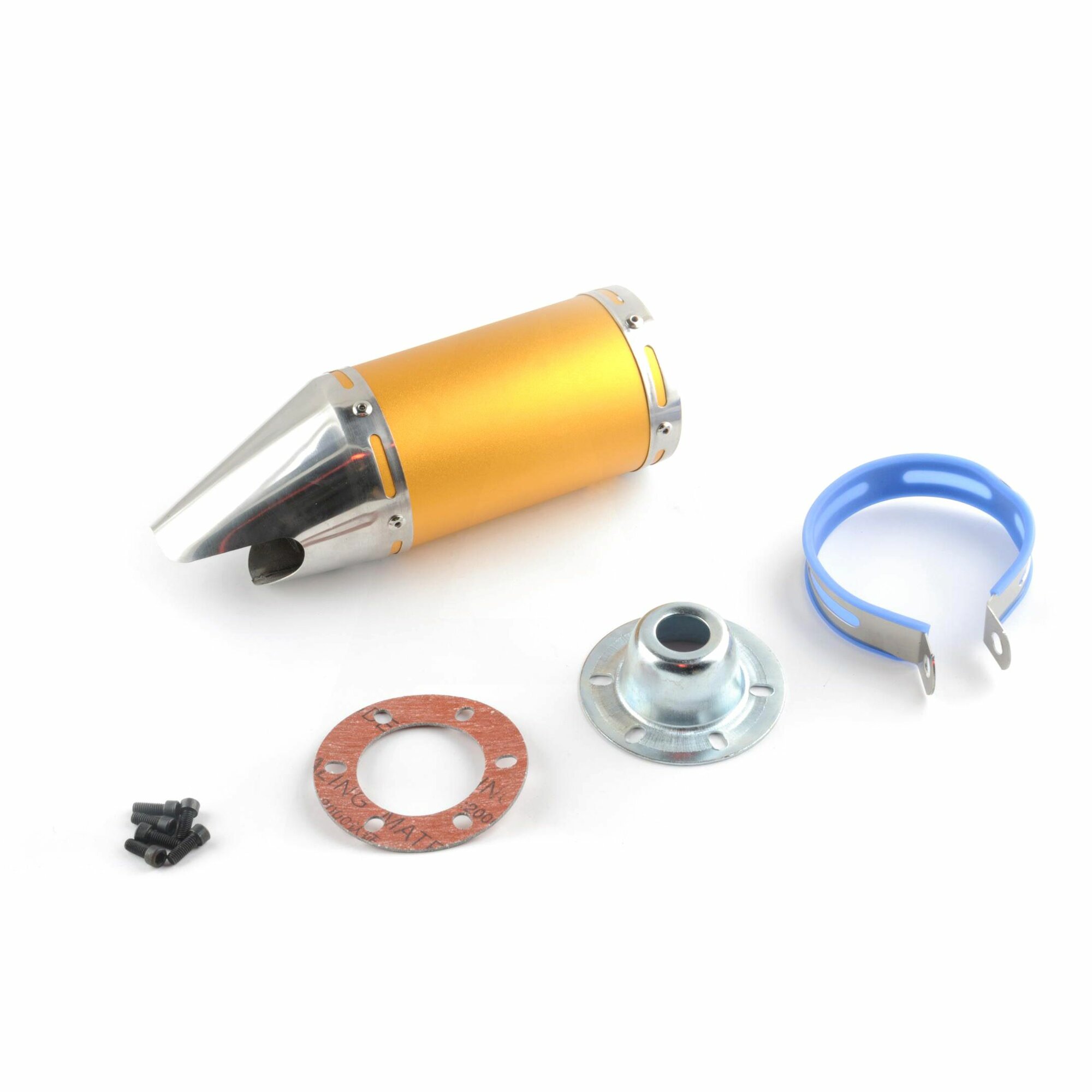 Глушитель (тюнинг) L-285*100 mm, креп. 78mm (нержавейка, короткий, золото, прямоток, mod:4)