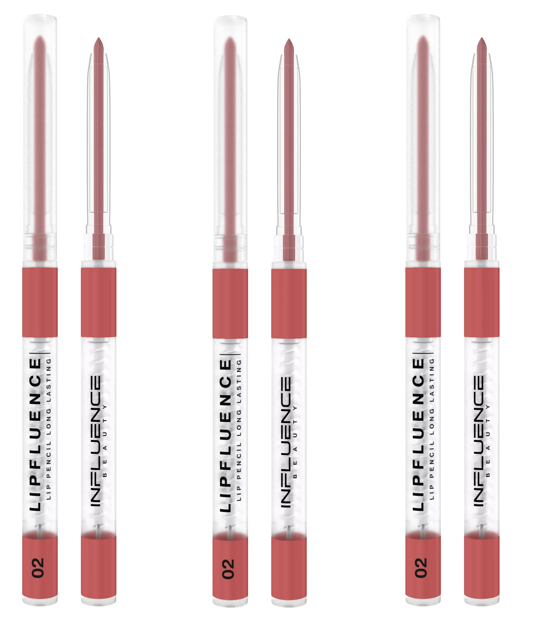 Карандаш для губ автоматический гелевый стойкий Influence Beauty Lipfluence т.02 3 шт
