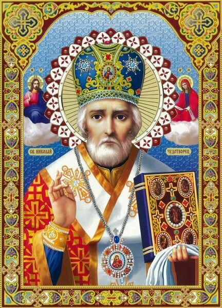 Картина раскраска по номерам на подрамнике на холсте 40*50 см "Николай Чудотворец икона"