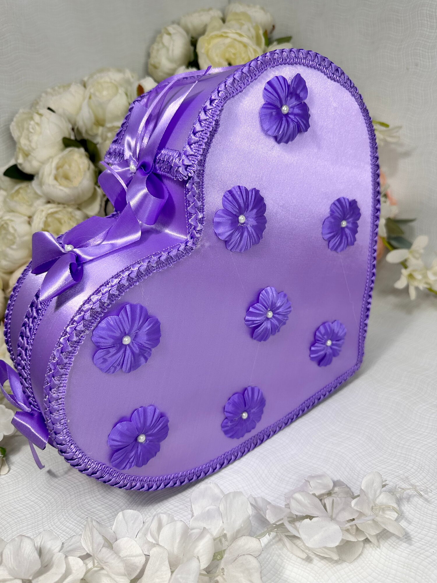 Свадебный сундучок Сердце, сирень №2