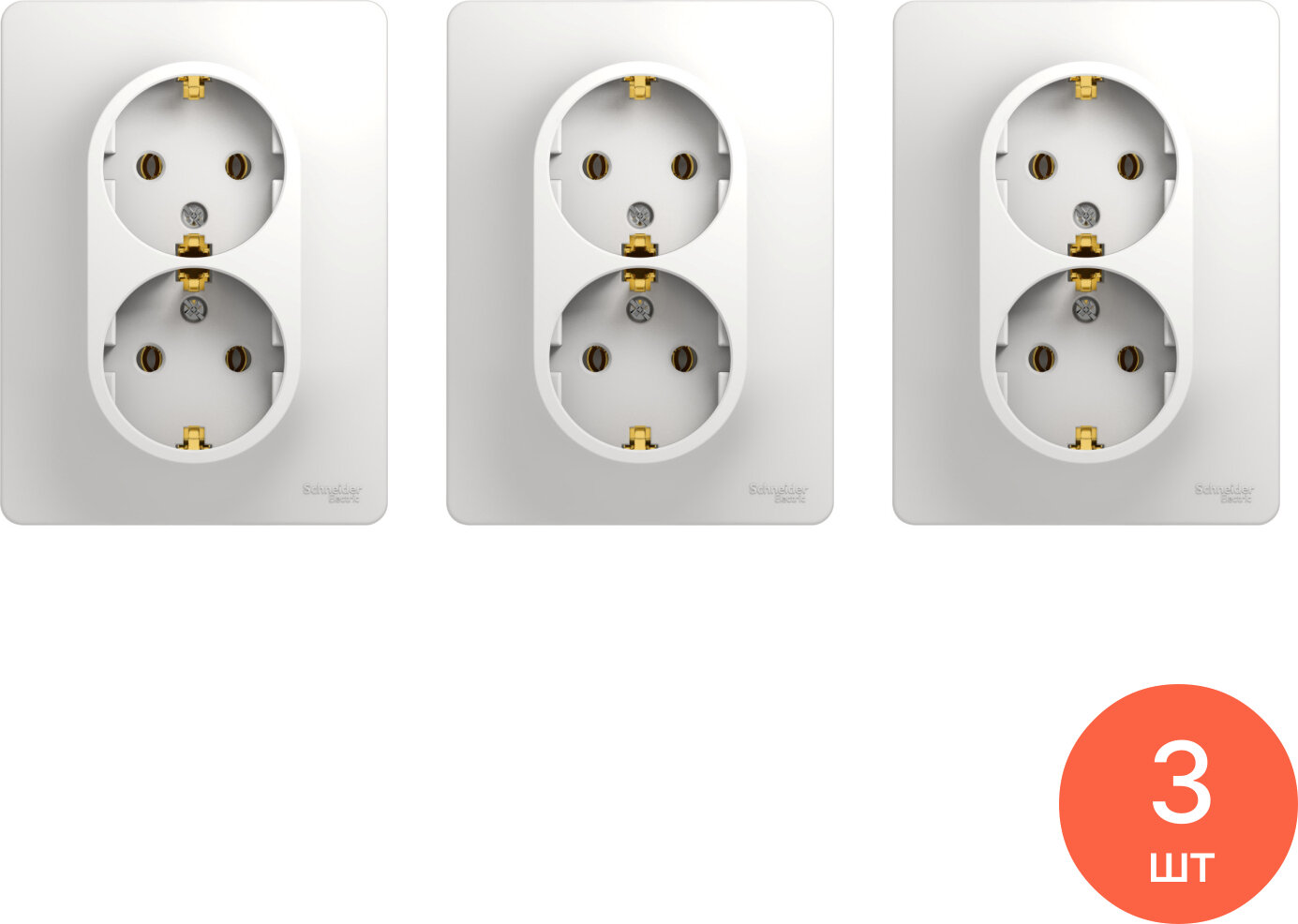 Розетка силовая штепсельная Systeme Electric / Систем Электрик Glossa, 16А 250В IP20 белый, с заземляющим контактом GSL000124 / электрооборудование (комплект из 3 шт)