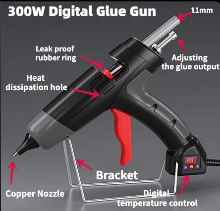 Профессиональный клеевой пистолет XMSJ 150/300/800 Вт черный ЕС, 300W Digital Black